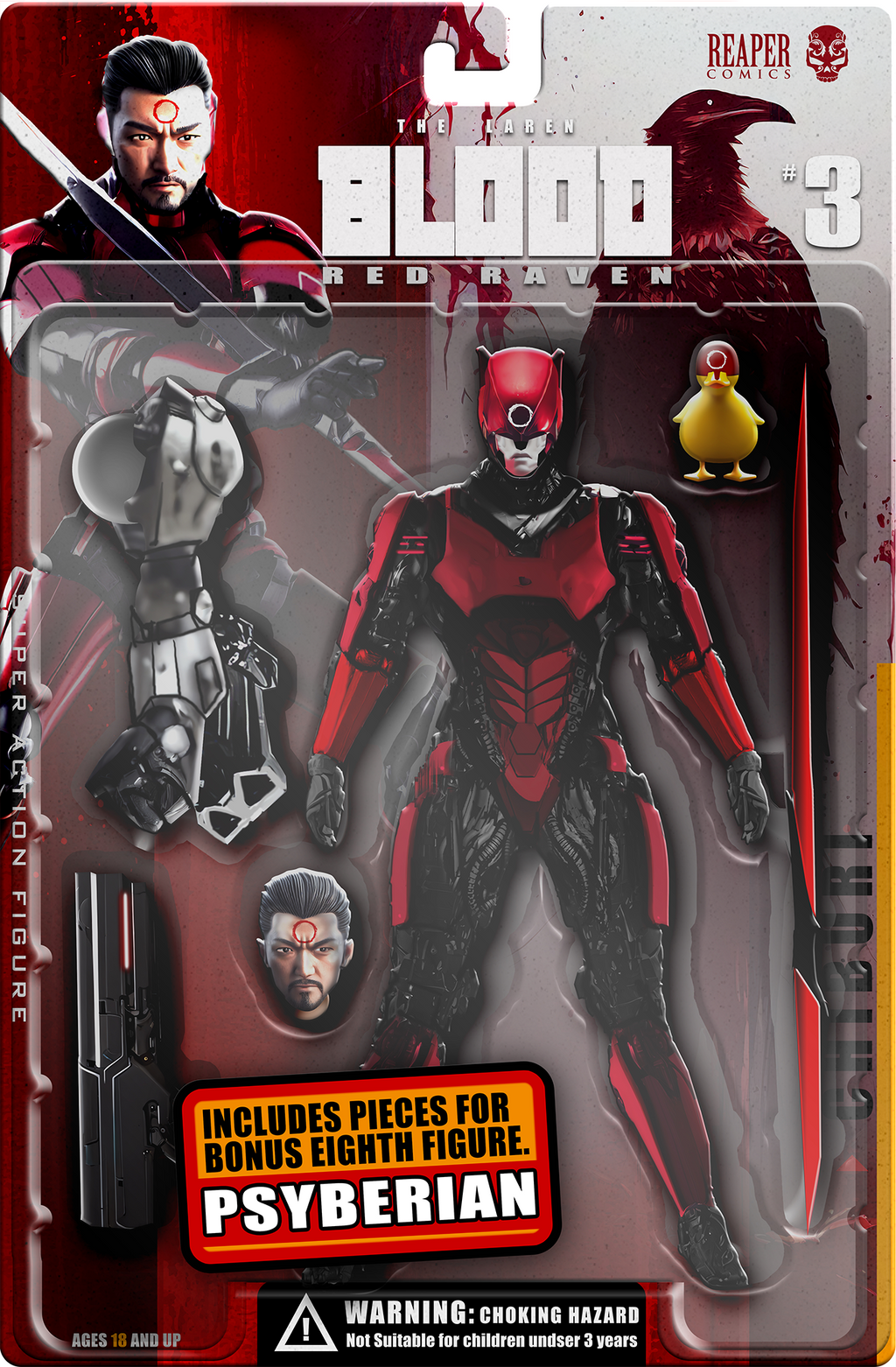 BLOOD RED RAVEN #3 - HTCB EXCLUSIVE SPOT FOIL & DUCK ACTION FIGURE COV ...